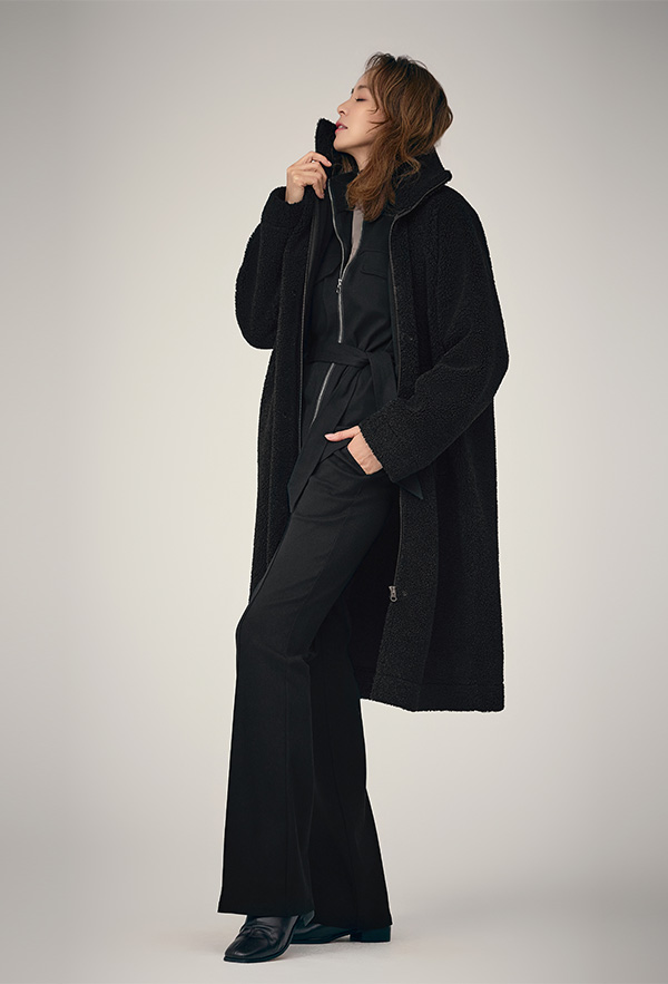 [STL 쉐르파 보아 테크 스트링 롱코트]